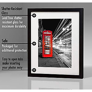 Americanflat 11x14 Black Picture Frame - Displays 8x10 With Mat or 11x14 Without Mat - Composite Wood with Shatter Resistant Glass - Horizontal and Vertical Formats for Wall