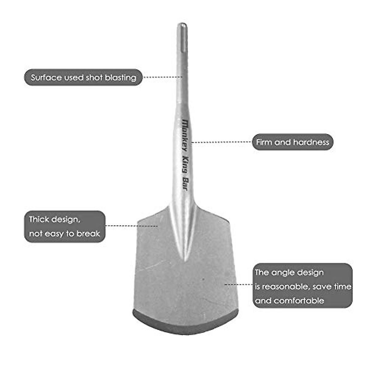 Monkey King Bar- 3/4 Sds Max Bits Chisel (18"x4.3") -Clay Spade Bit for for Demolition Hammer- Sds Max Chisel for Digs into Clay-Digging Shovel Bit