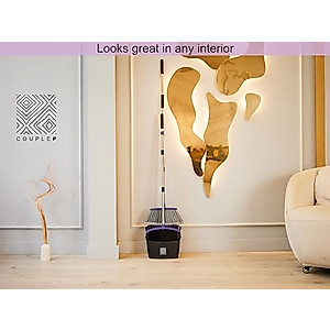 COUPLEP Broom and Dustpan Combo Set for Home Super Long Handle, Upright Standing Dustpan for Home Room Kitchen Office Lobby Outdoor Floor Use (Purple & Black)