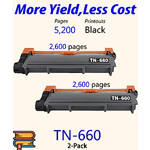 2-Pack ColorPrint Compatible TN-660 Toner Cartridge Replacement for Brother TN660 TN630 Used for HL-L2300D HL-L2365DW HL-L2360DW HL-L2380DW DCP-L2540DN DCP-L2540DW MFC-L2720DW MFC-L2740DW Printer