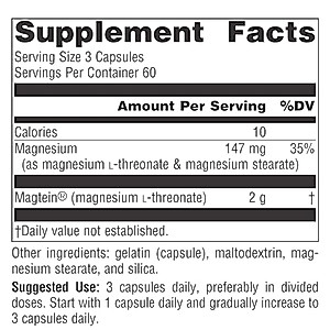 Source Naturals Magtein Magnesium L-Threonate 667mg Supports Focus, Mood, Healthy Memory, Cognitive Function, Sleep* - 90 Capsules