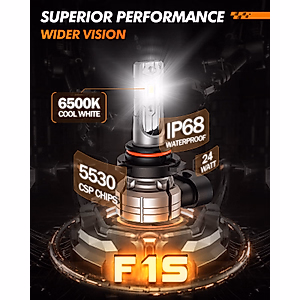SEALIGHT 9006 LED Fog Light Bulbs, 10000LM 24W Strong Penetration 9006 HB4 LED Fog Lights, 6500k Cool White 5530 CSP Chips, IP68 Waterproof Plug and Play, Pack of 2