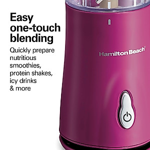 Hamilton Beach Shakes and Smoothies with BPA-Free Personal Blender, 14 oz, Raspberry