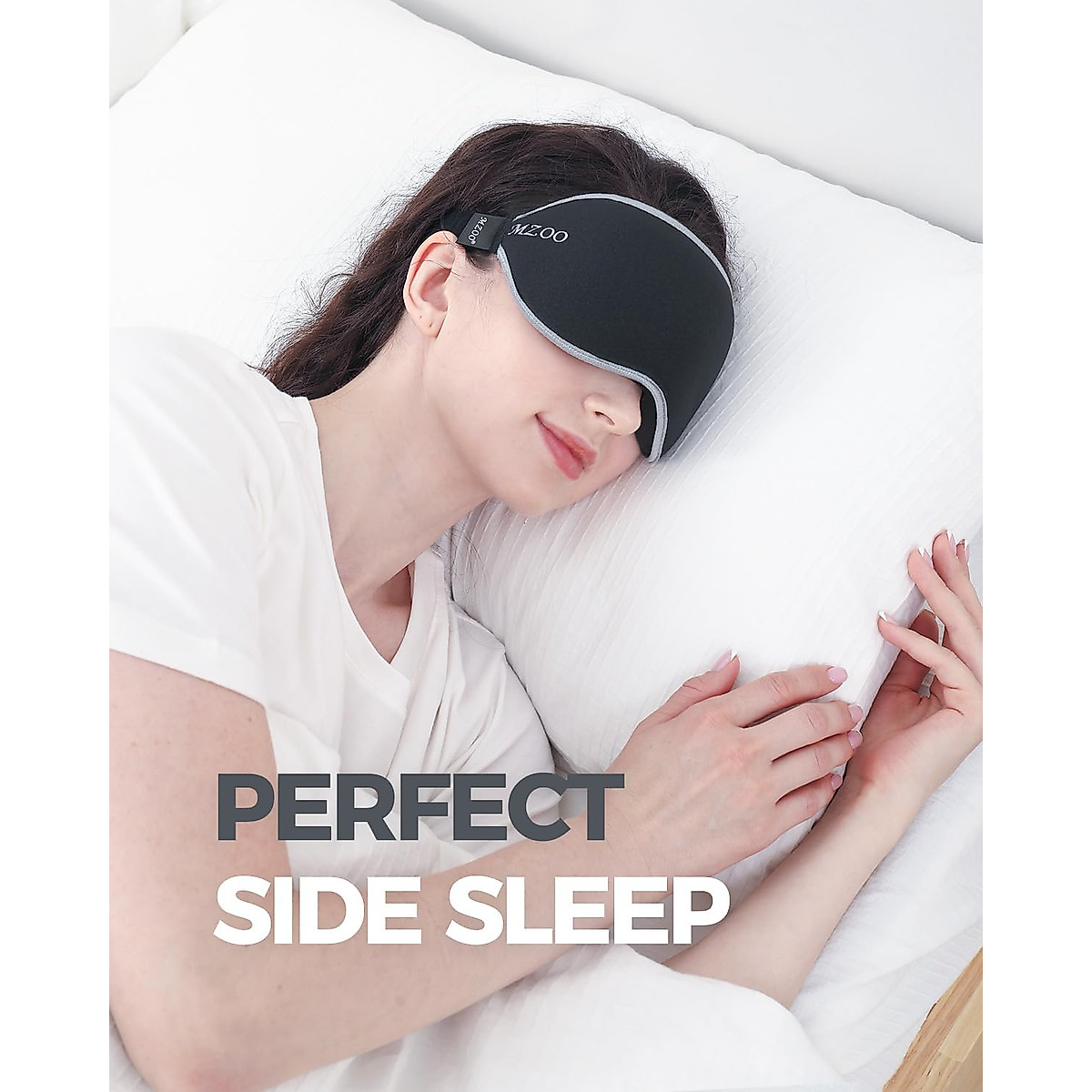 MZOO Luxury Sleep Mask for Back and Side Sleeper, Completely Block Out Light Sleeping Eye Mask for Women Men, Zero Eye Pressure 3D Contoured Night Blindfold, Breathable & Soft Eye Shade Cover Black