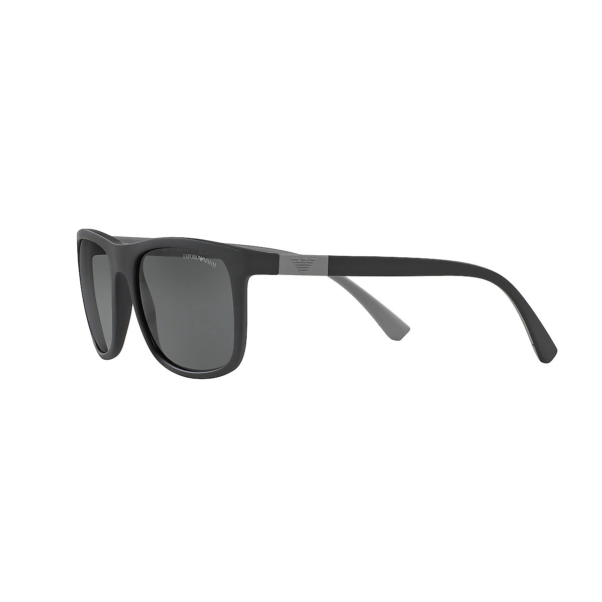 Emporio Armani Men's EA4079 Square Sunglasses, Matte Black/Grey, 57 mm