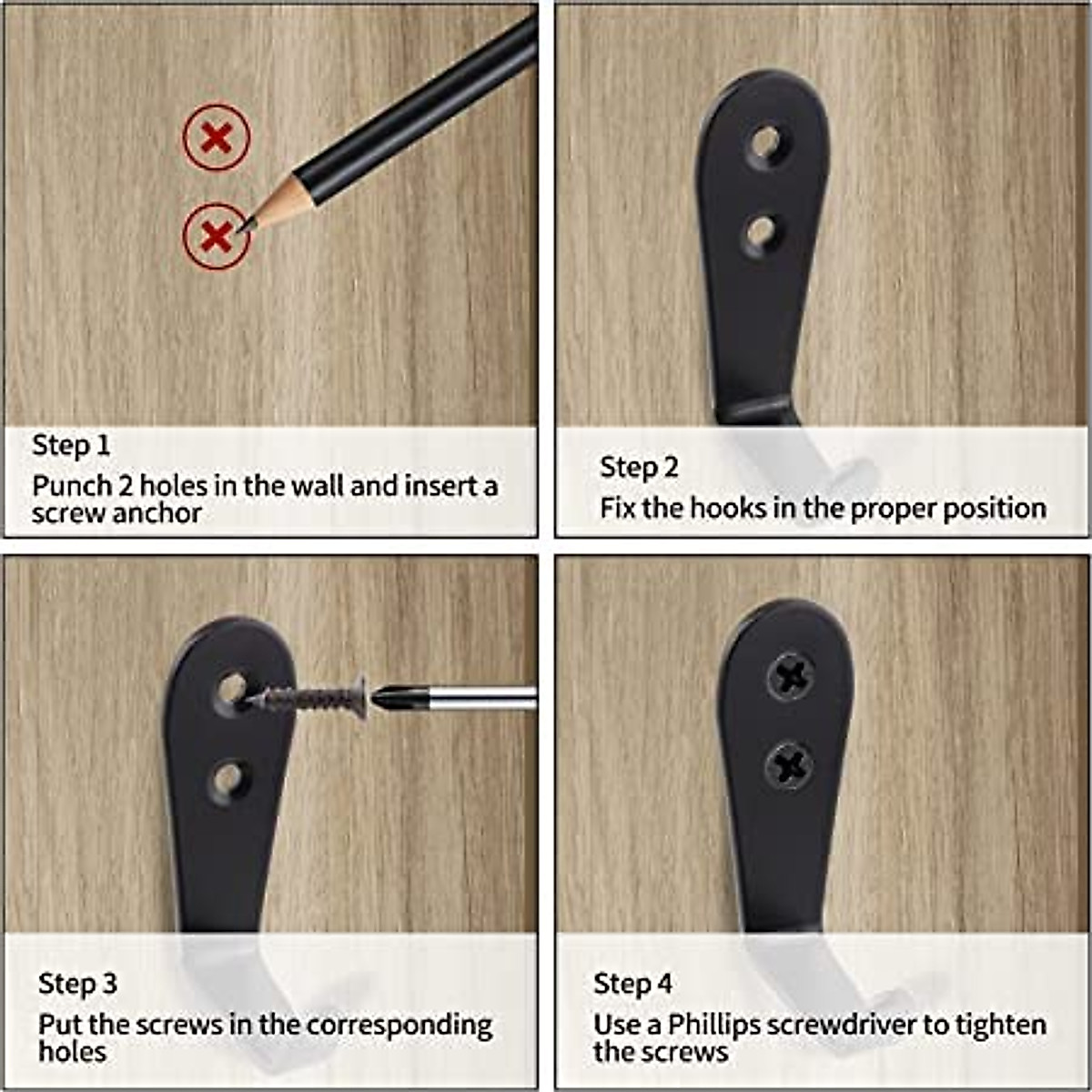 Deezio Backpack Hooks for Wall Bathroom Garage Hooks SUS304 Stainless Steel Towel Purse Robe Hooks Wall Mounted (10 Pack)