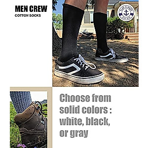 Yacht & Smith 12 Pairs Mens Cotton Crew Socks, Solid, Athletic Sports Socks, Valuepack