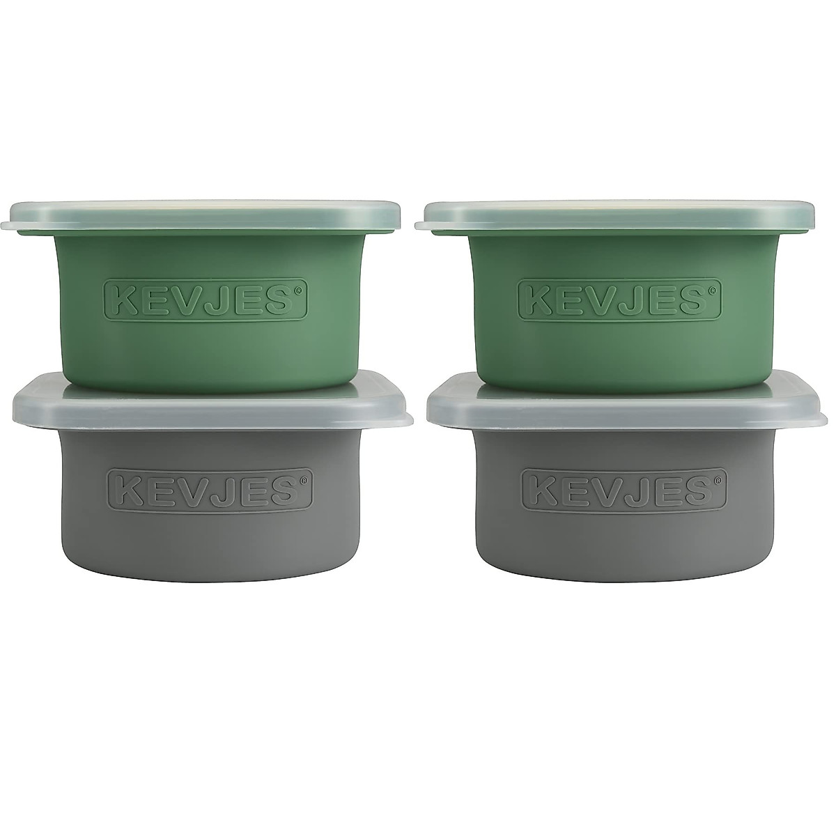 KEVJES Silicone Dough Proofing Proving Containers with Air-tight Lids-4 pack-500ml (2 Space Grey+ 2 Green)