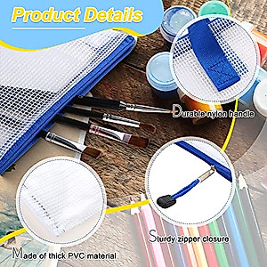 10 Pcs Art Portfolio Bag 19 x 25 Inch Folder Poster Storage Bag with Zipper and Handle for Artworks Transparent White Bag for Poster Bulletin Boards Painting Teaching Material Kids Art Portfolio, Blue