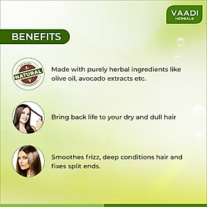 Vaadi Herbals Silky Smooth Conditioner ★ Olive Oil Conditioner with Avocado Extract ★ Herbal Conditioner ★ Sulfate Free ★ Scalp Therapy ★ Moisture Therapy ★ ALL Natural ★ 350 Ml(11.7 Oz)