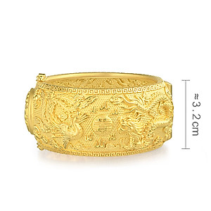 CHOW SANG SANG 999.9 24K Solid Gold Price-by-Weight 31.81g Gold Dragon & Phoenix Bangle for Women and Wedding Occasion 91466K | Size: 7