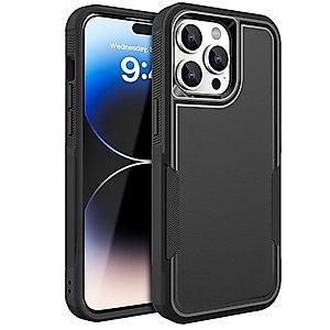 MAXCURY for iPhone 14 Pro Max Case, Heavy Duty Shockproof Dual Layer Rugged Full-Body Protective Phone Cover, 2 in 1 Slim Fit Silicone Rubber Phone Case for Men & Women (Black)