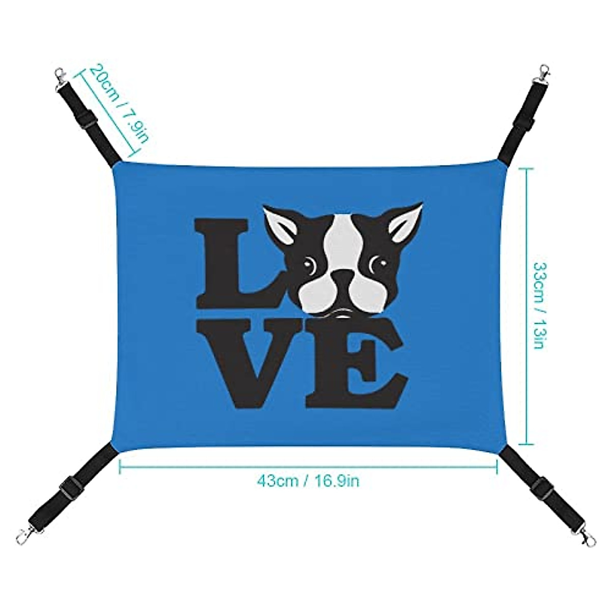I Love Boston Terriers Pet Hammock Comfortable Adjustable Hanging Bed for Small Animals Dogs Cats Hamster