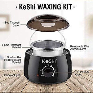 Brazilian Waxing Kit, KeShi Wax Warmer for Painless Hair Removal with 5 Bags Hard Wax Beans for Full Body, Legs, Face, Eyebrows, Bikini Wax for Women Men