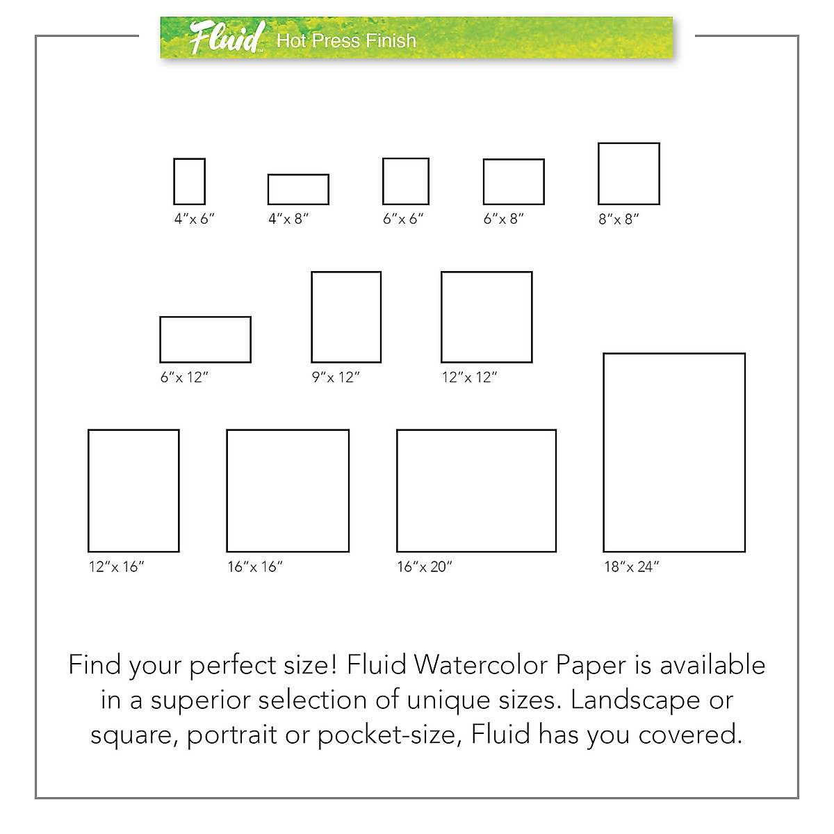 Fluid Artist Watercolor Block, 140 lb (300 GSM) Hot Press Paper Pad for Watercolor Painting and Wet Media with Easy Block Binding, 8 x 8 inches, 15 White Sheets
