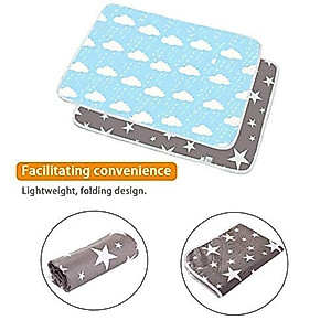 Waterproof Baby Diaper Changing Pad Multi Function Diaper Change Mat for Girls Boys Newborn - Leak Proof Sanitary Mats for Home and Outdoor, Travel,Premium Liners 19.6X27.5 in (Grey&Blue)