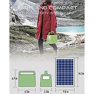 WAWUI Portable Solar Generator 84Wh, Portable Solar Power Station with Solar Panel & Flashlights, Rechargeable Power Bank, Camping Lights with Battery, USB DC Outlets, for Travel Hunting