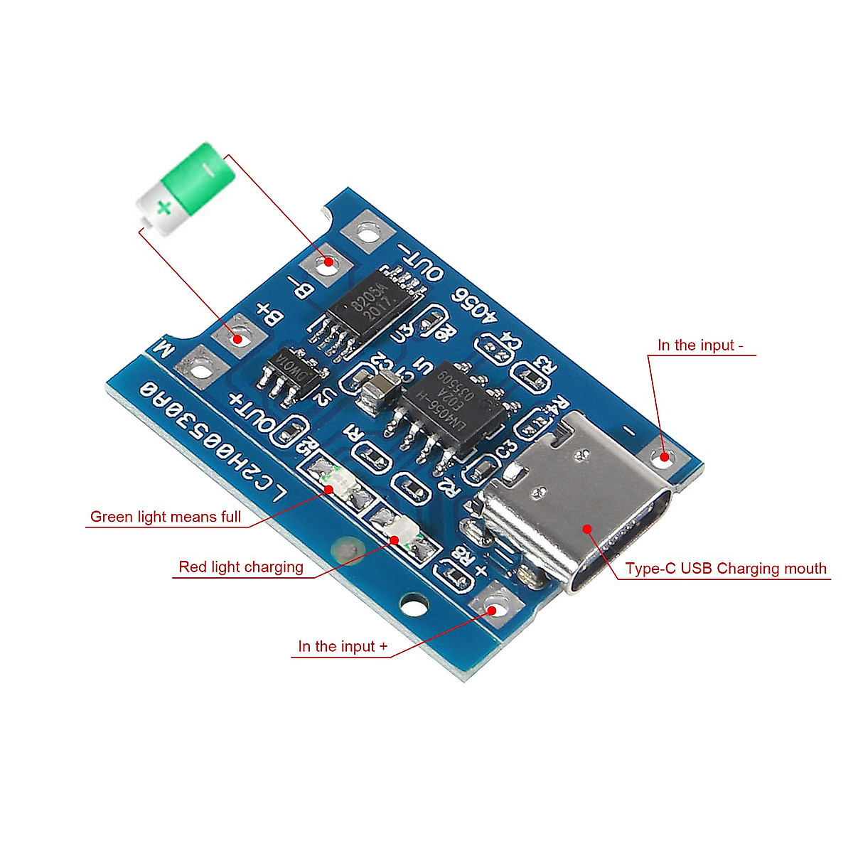 15pcs 5V 1A TP4056 Charging Module Type-C USB 18650 Lithium Battery Charger Board with Protection (Type-C USB)