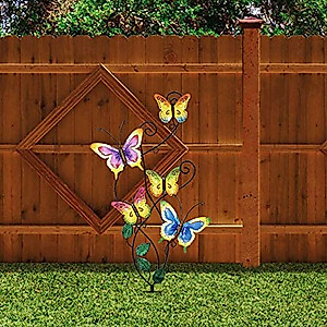 Juegoal 28 Inch Butterfly Garden Stake Decor Metal Wall Art Decoration, Mothers Day Ideal Gifts for Mom, Yard Outdoor Ornaments