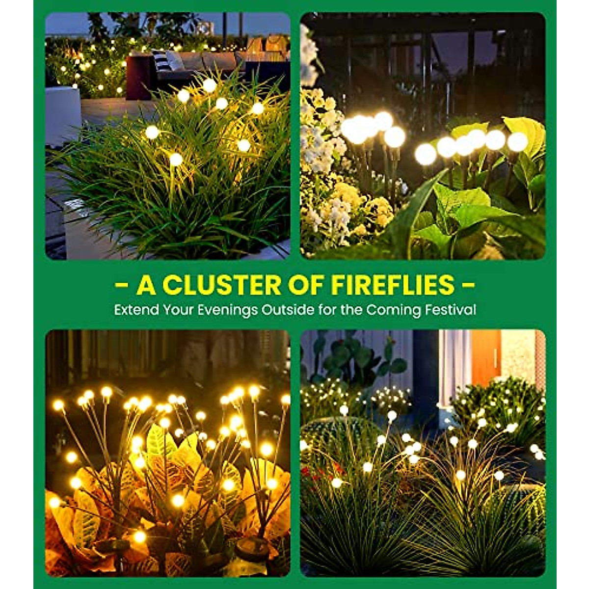 URAGO Super Bright Solar Powered Firefly Lights, High Flexibility Starburst Swaying Lights, Vibrant Solar Garden Lights Outdoor Waterproof, 8 LED Landscape Lighting Decorative for Pathway Patio Yard