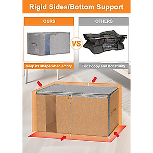 punemi Large Clothes Storage Bags, 2 Pack Comforter Storage Bag with Sturdy Structure/Zipper for King/Queen Comforters Quilt Duvet Pillows Blankets,Closet Organizers and Storage, 21.7x14.2x11.8in