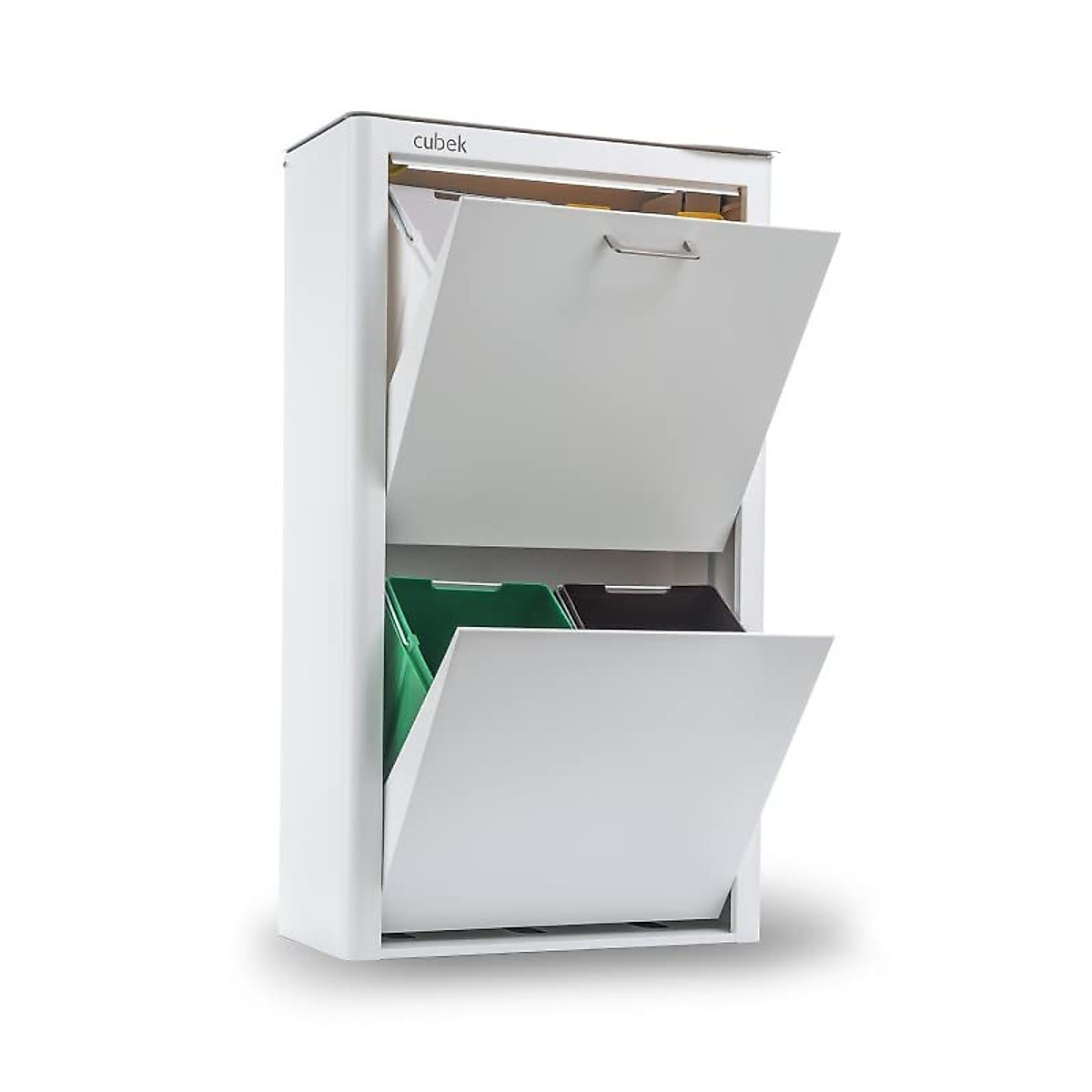 DON HIERRO - CUBEK - Recycling trash can, cabinet trash can, waste bin, 4 individual tilt-out compartments. - White
