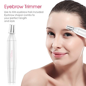 TOUCHBeauty Bikini Trimmer for Women, IPX6 Facial & Eyebrow Hair Trimmer with Case, Painless Body Shaver, Nose Hair Trimmer TB-1753