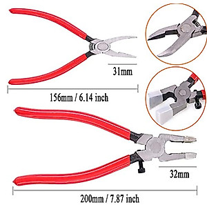 Qovydx 2Pcs Glass Grozer Running Pliers Glass Cutting Tool Kit Stained Glass Grozing Breaking Pliers Glasses Cutters Tools Starter Kits
