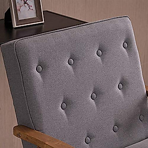TECHSOUK Modern and Simple Design Sofa, Button Tufted, Rubber Wood Solid Wood Frame, Walnut Color handrail (75 x 69 x 84) cm