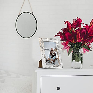 Capcillin 5x7 Picture Frame Wood Patten Distressed White Set of 2, Each Frame with Mat,Display 5x7 Picture Without mat or 4x6 Photos with Mat Wall Decor Table Top(CP001-MD5x7RW)