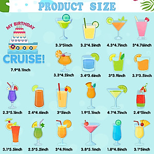 AsodSway 21Pcs Summer Drink Cruise Door Decorations My Birthday Tropical Magnetic Creative Cruise Magnets Door Carnival Ship Car Refrigerator Laptop Accessories Hawaiian Lemon Cocktail Birthday Decor