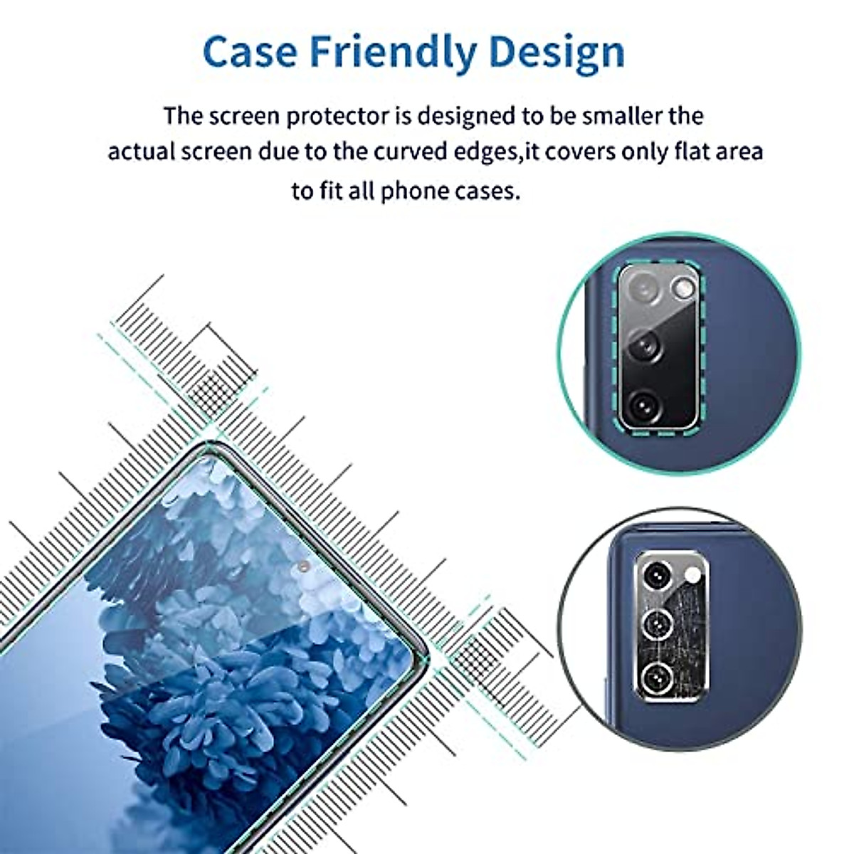 Galaxy S20 FE Screen Protector and Camera Protector, [3 Screen Protectors+3 Camera Protectors][Support Fingerprint] Tempered Glass Screen Protector for Samsung Galaxy S20 FE 5G/4G
