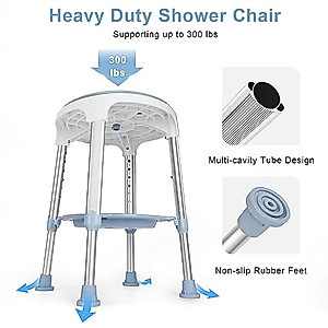 LEACHOI Shower Chair for Inside Shower, Tool-Free Assembly Swivel Shower Stool with Storage Tray, Adjustable Tub Chair and Bathroom Stool for Seniors, Elderly, Handicap & Disabled -300lbs