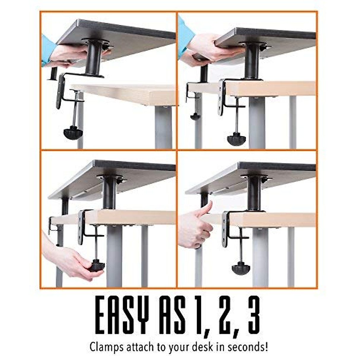 Stand Steady 48" Clamp-on Desk Shelf - Extra Large Surface Supports 3 Monitors - Sturdy 4 ft Monitor Stand Riser Easily Attaches with Clamp - No Screws Needed! (Large - 48 Inch)