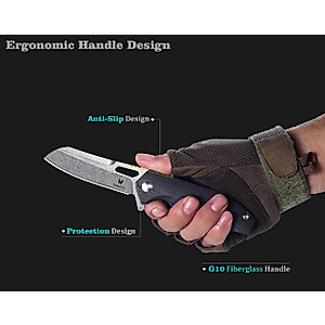 WALLOPTON Camping Folding Knife - S35VN Powder Steel G10 Handle Comfortable Grip - Great for Cutting Hunting Hiking Survival, Father’s Day Gifts for Men Husband Dad. Include Sheath & Screwdriver