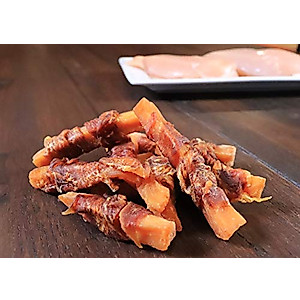 Pur Luv Chicken and Sweet Potato Jerky Wraps Rawhide Free Dog Treats, Healthy, Easily Digestible, Long Lasting, and High Protein Dog Treat, 16 oz, Brown