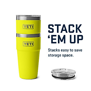 YETI Rambler 20 oz Stackable Tumbler, Stainless Steel, Vacuum Insulated with MagSlider Lid, Firefly Yellow
