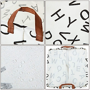 4 Pieces Square Alphabet Canvas Storage Bins Waterproof Toys Canvas Organizer 13 x 13 Inch Kids Laundry Box Foldable Cube Containers with Handles for Nursery Home Closet Bedroom Drawers