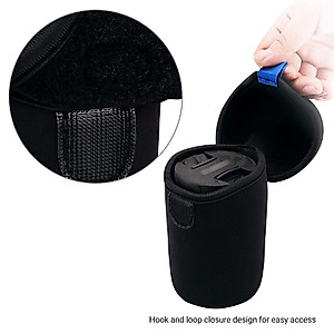 JJC Water Resistant Neoprene Camera Lens Pouch Case, Fold-Over Lens Bag for Mirrorless Lenses Up to 3.1 x 4.6 (D X H) for Canon RF 85mm f/2, Nikon Nikkor Z 85mm f/1.8, Sigma 16mm f/1.4 etc.