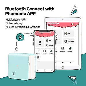 Phomemo M02 Pro Pocket Printer - with 3 Rolls Transparent White Paper， Compatible with iOS + Android for Plan Journal, Study Notes, Art Creation, Work, Gift