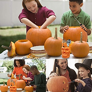 BENERAY Pumpkin Carving Kit, Includes 11 Pcs Stainless Steel As a Carving Set for Pumpkin Halloween Decoration Kit Easily Sculpting Jack-O-Lanter Halloween Set - with a Skull Storage Carrying Bucket