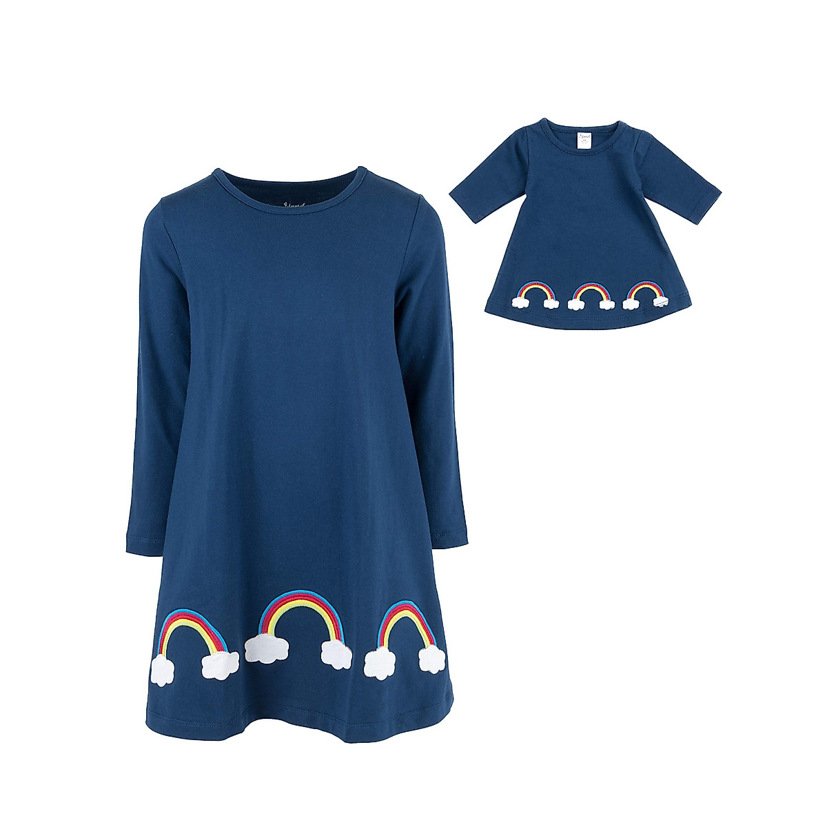 Leveret Kids & Toddler Matching Doll & Girls Dress 100% Cotton Rainbow (Size 6 Years)