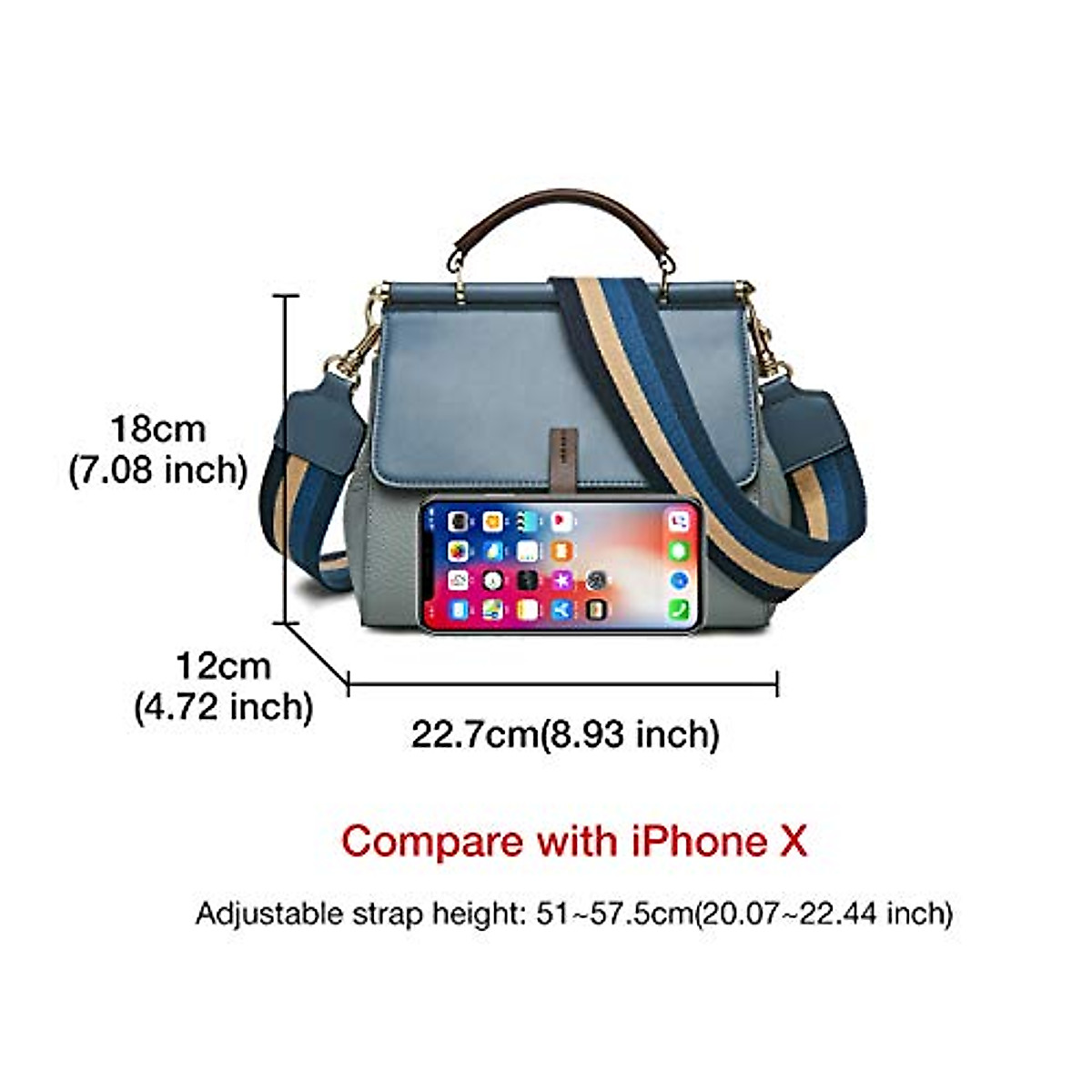 Small Leather Crossbody Bags for Women, Genuine Leather Ladies Mini Top-handle Bags with 2 Style Adjustable Shoulder Straps Women's Fashion Small Tote Purses and Handbags for Women Girls Teens (Blue)