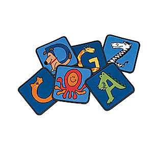Carpets for Kids 5526 A to Z Animals Individual Classroom Seating Set of 26-12in Squares Multi Color