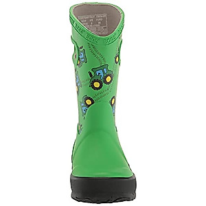 Bogs Kids Rainboot, Tractors Print - Green, Size 8 Little Kid