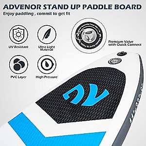 ADVENOR Paddle Board 11'x33 x6 Extra Wide Inflatable Stand Up with SUP Accessories Including Adjustable Paddle,Backpack,Waterproof Bag,Leash,and Hand Pump,Repair Kit (Blue)