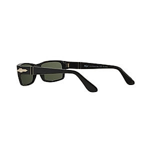 Persol PO2747S Rectangular Sunglasses, Black/Green Polarized, 57 mm