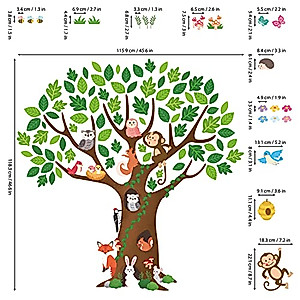 DECOWALL SG-2211 Giant Tree Wall Stickers Decals Kids Room Nursery Peel and Stick Removable Bedroom Living Monkey Bird décor