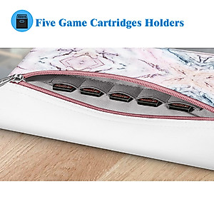 Fintie Carrying Case for Nintendo Switch OLED Model 7.0"/Switch 6.2" - Portable Travel Bag Protective Sleeve Pouch with Game Card Slots & Large Pocket for Switch and Accessories, Marble Pink