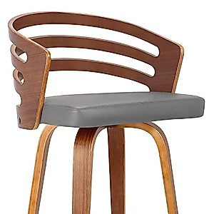 Armen Living Jayden Mid-Century Swivel Counter Height Barstool, 26", Gray